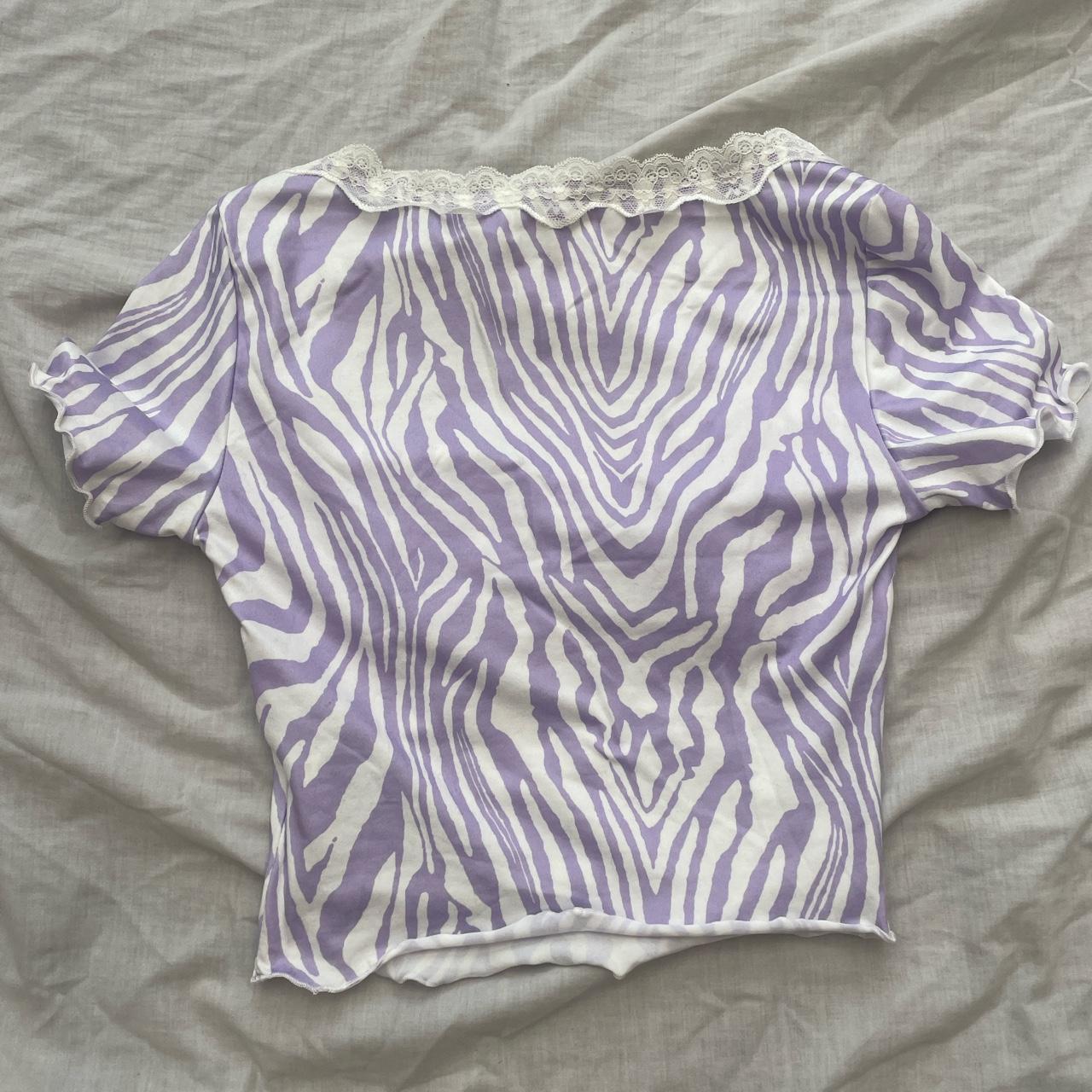 Shein purple zebra print crop top Square neck Size:... - Depop