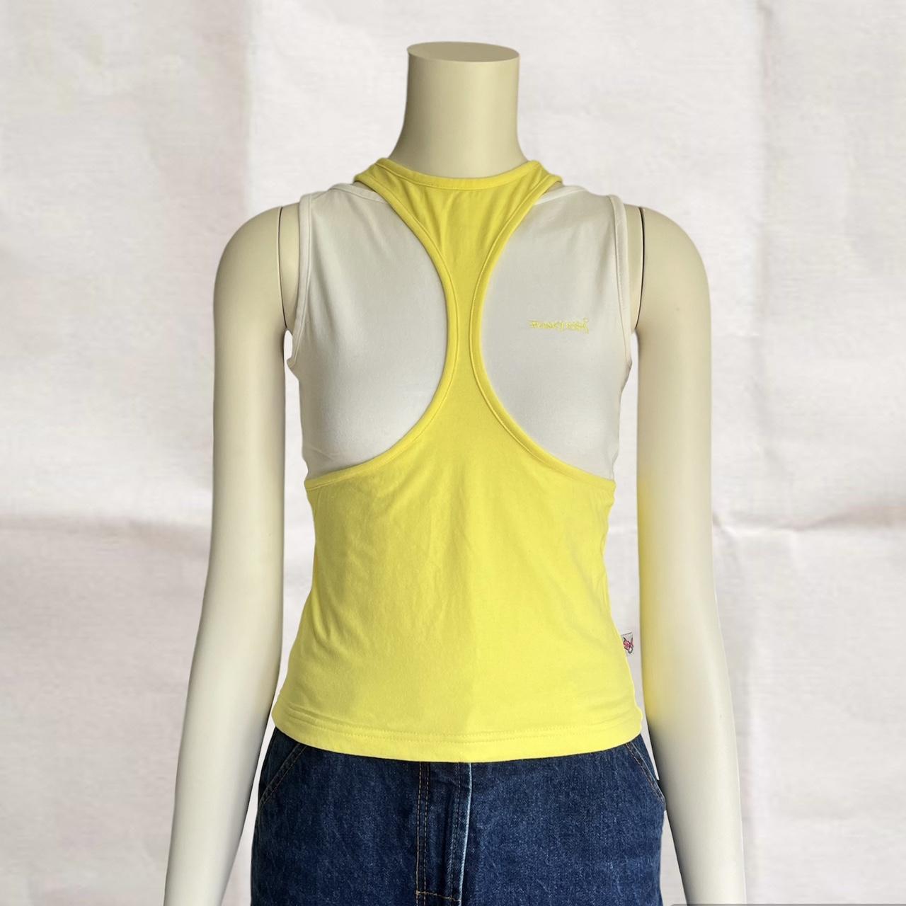 Punkyfish Women's White and Yellow Vest | Depop