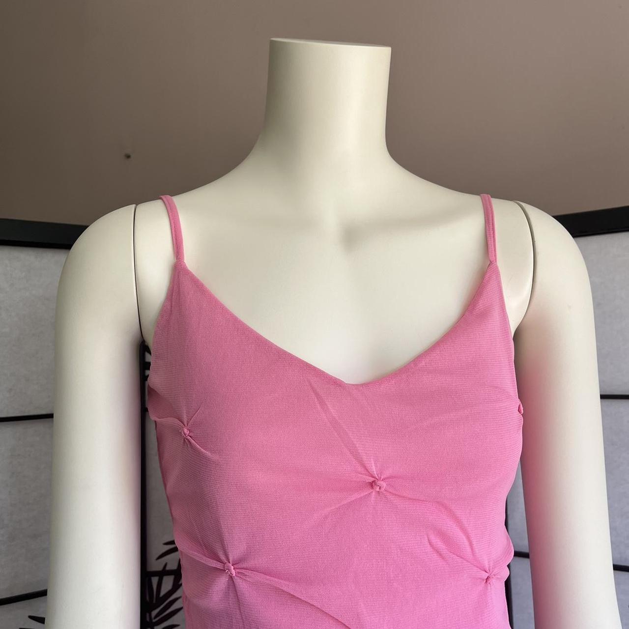 90s italian vintage mesh cami gorgeous bubblegum... - Depop