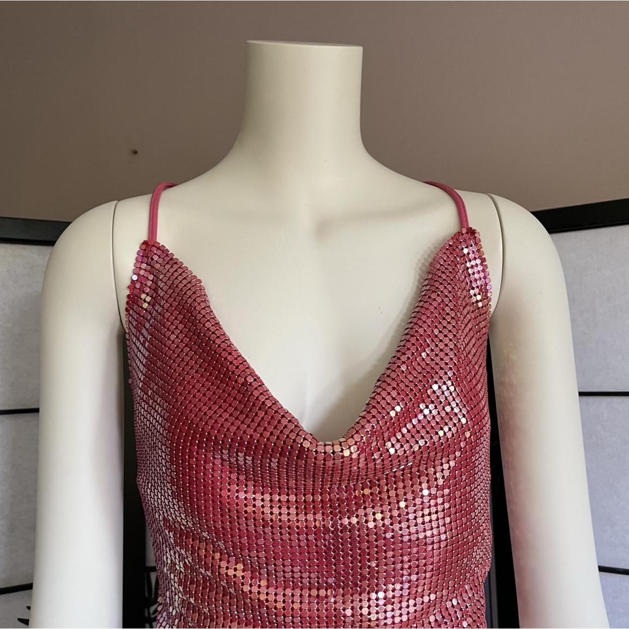 90s pilot chainmail backless top super rare pink... - Depop