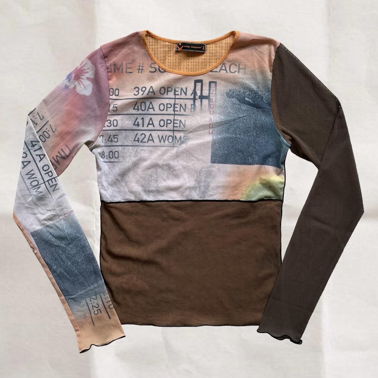 90s cop copine graphic mesh top the cutest vintage... - Depop