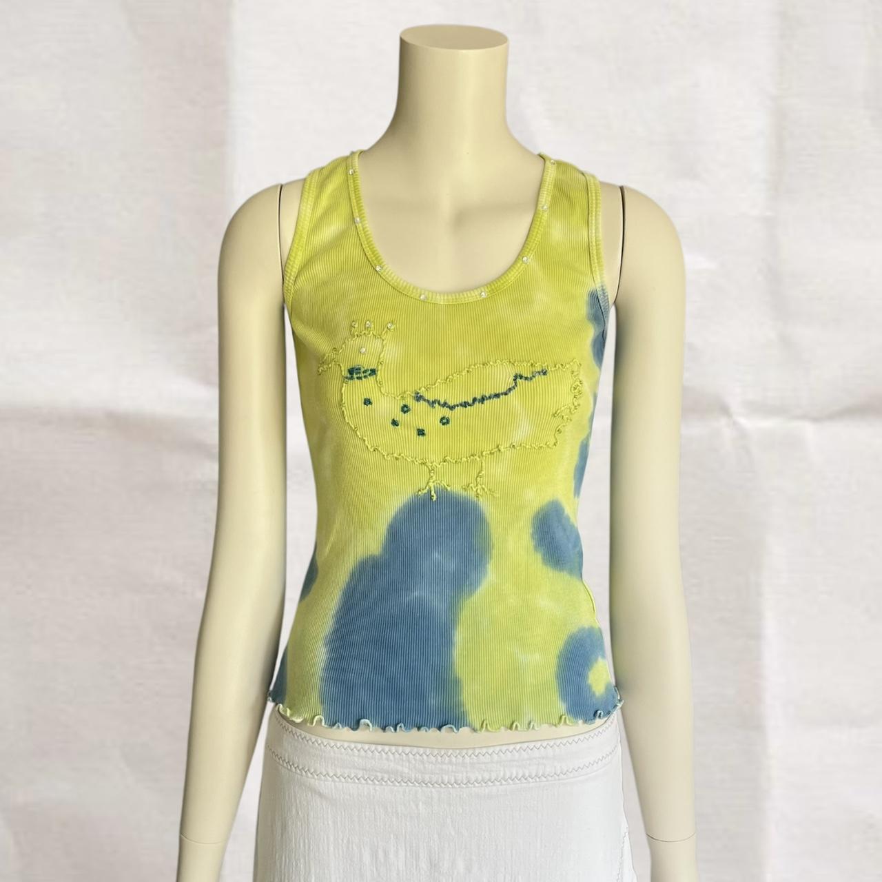 90s miss posh embroidered tank top the cutest green... | Depop