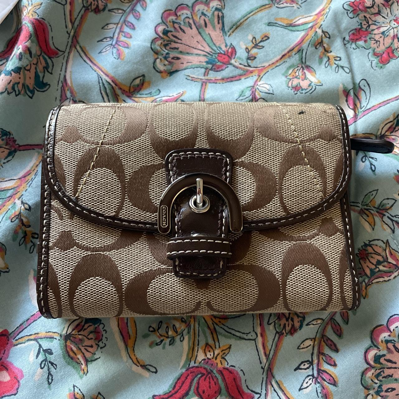 small coach wallet approx. 5x4 in. has purple... - Depop