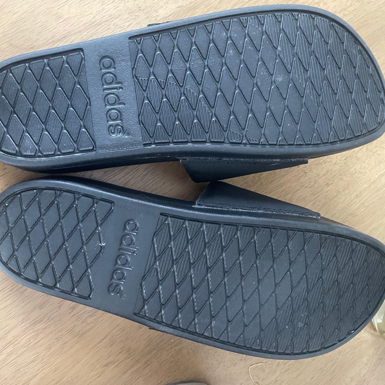 Adidas Slides- Black and Gold, never worn, Size... - Depop