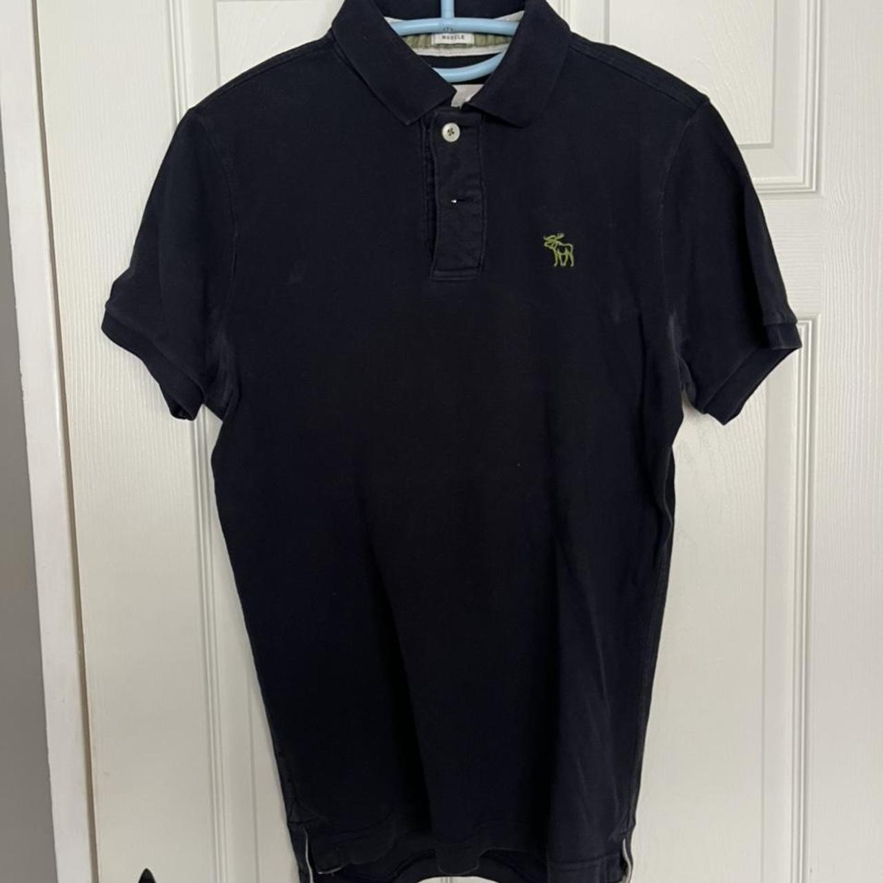 Mens Abercrombie and Fitch Navy Plain Polo Shirt... - Depop