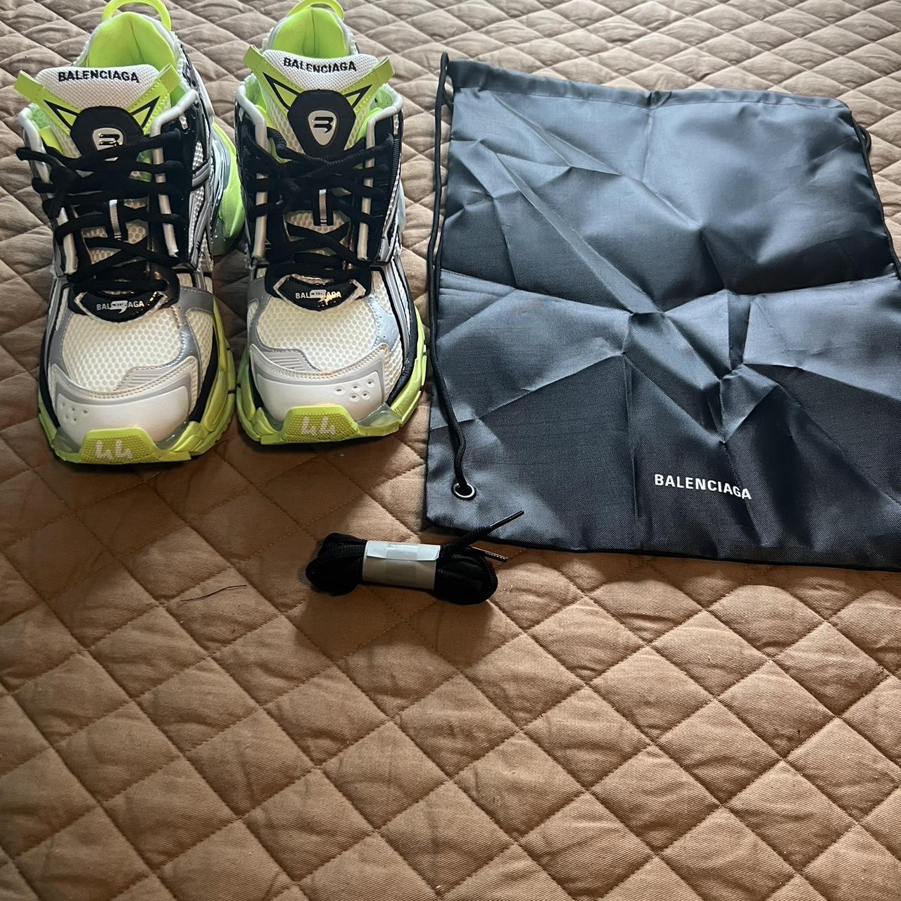 Neon balenciaga runner great condition Only worn... - Depop