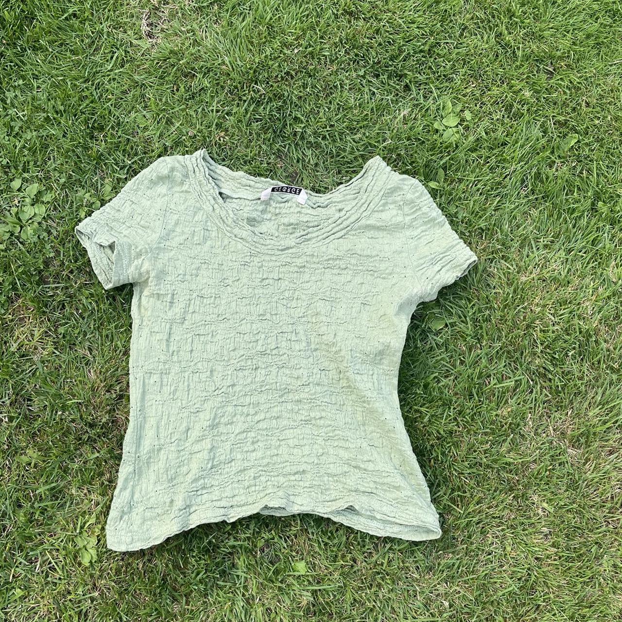 Ruched green top Ruched ruffle detail top Size 8... - Depop