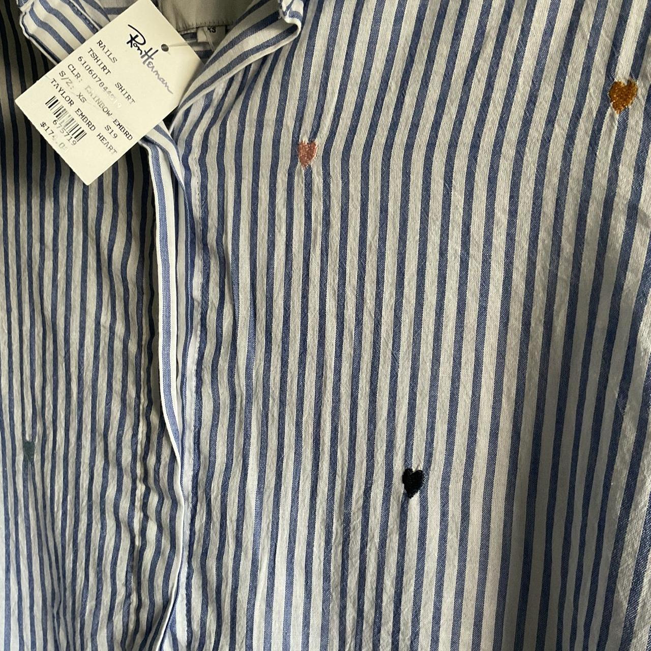 Rails shirt Xs stripe with cute embroidered hearts.... - Depop
