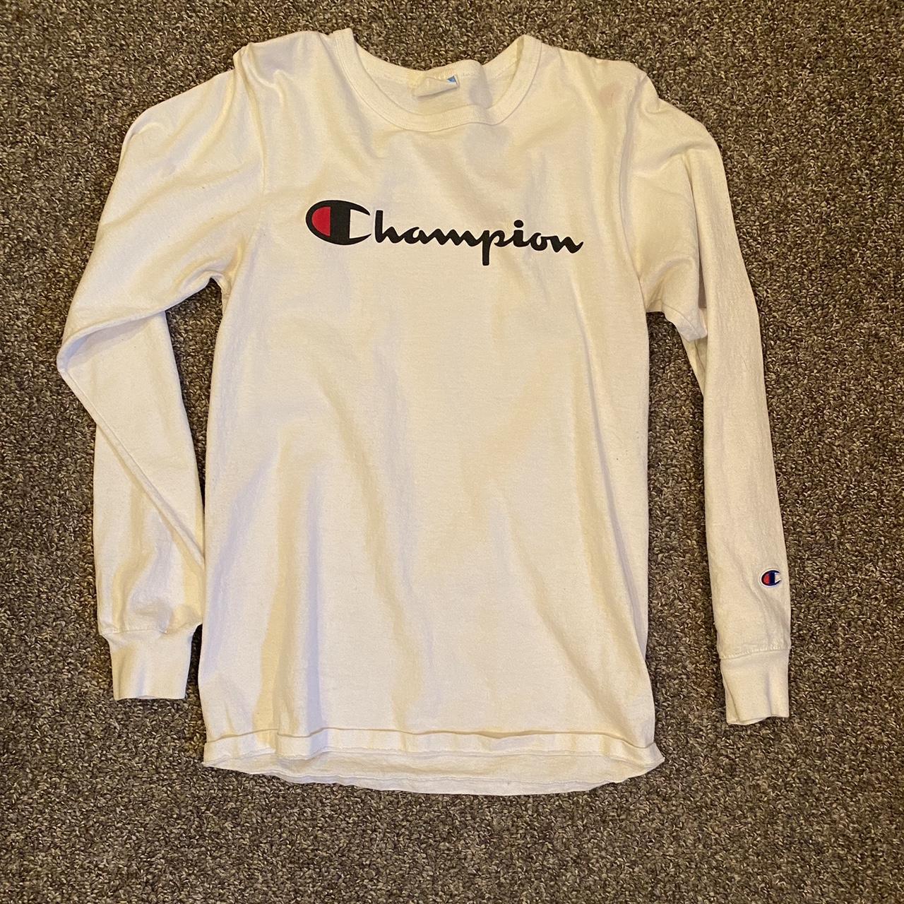 Champion Men's White T-shirt | Depop