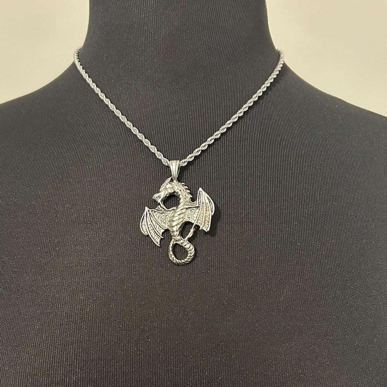 Y2K style dragon metal necklace charm Dm for... | Depop