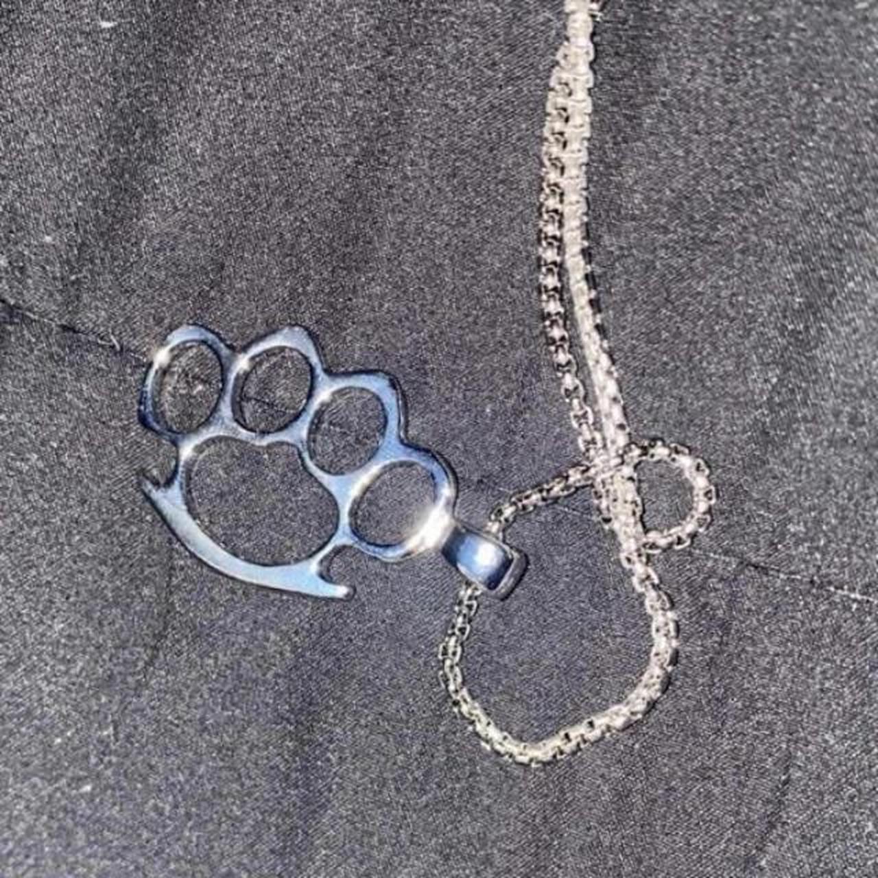Normal knuckle brass necklace! Sliver brass... - Depop