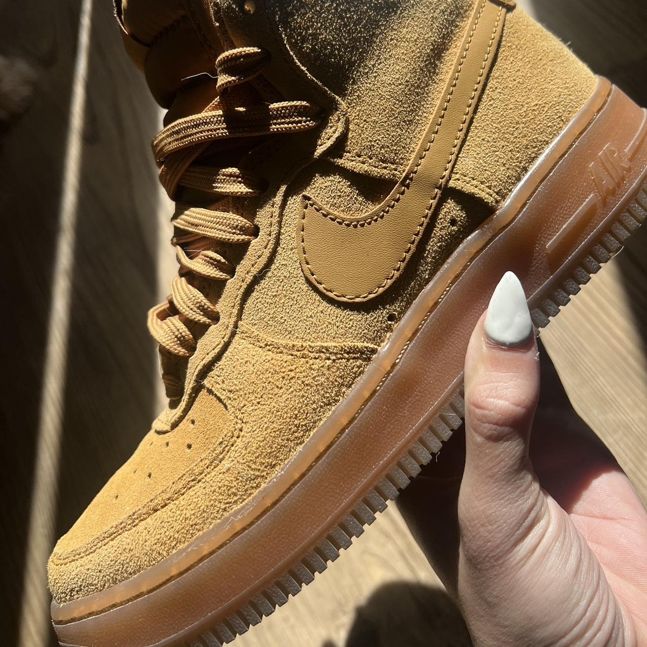 Nike Air Force 1 high, tan suede, boys 4.5(women’s... - Depop