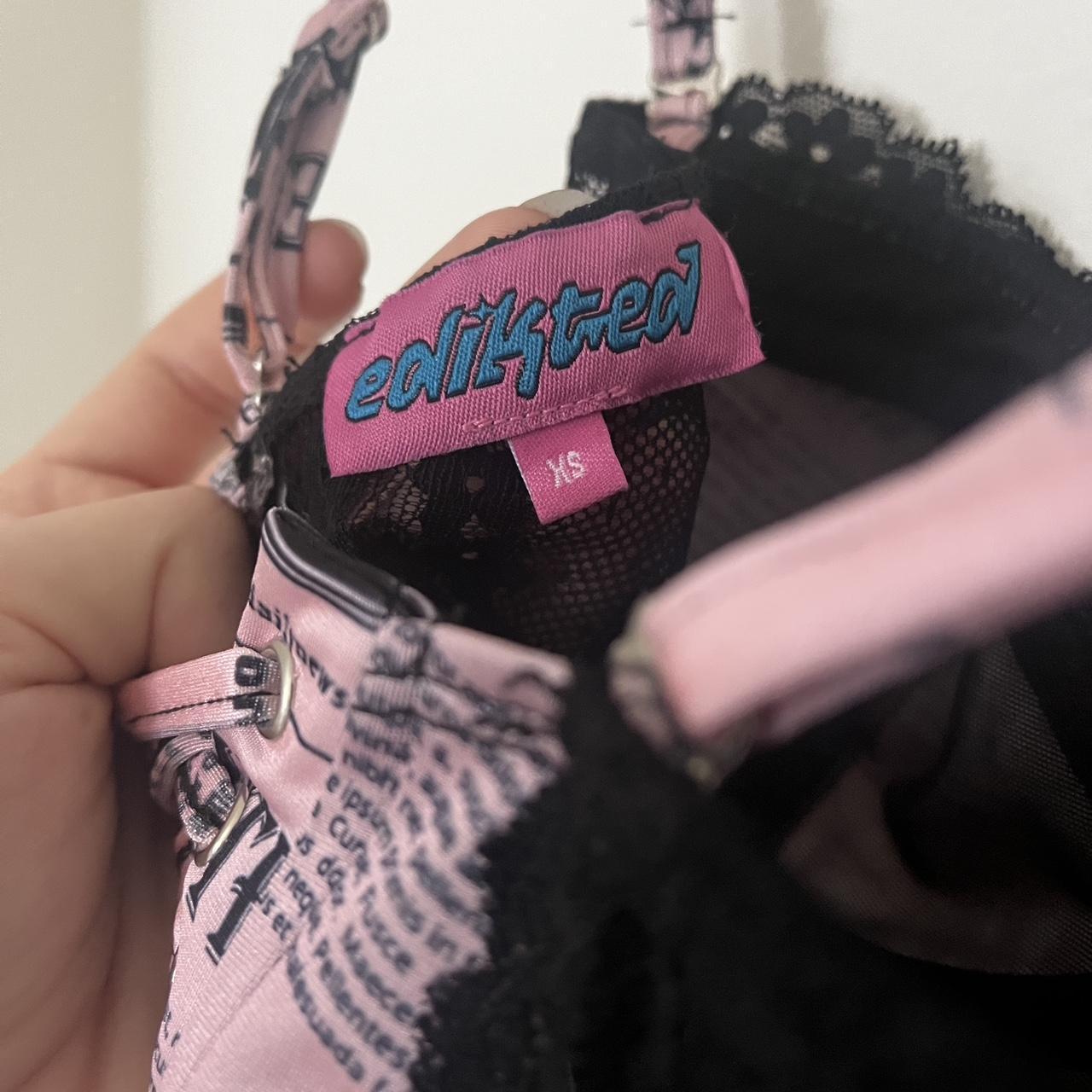 EDIKTED pink and black lace bustier corset... - Depop