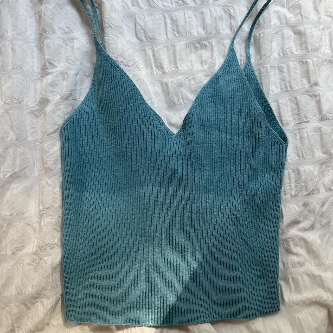 Thin strapped blue knit tank! Super flattering! No... - Depop