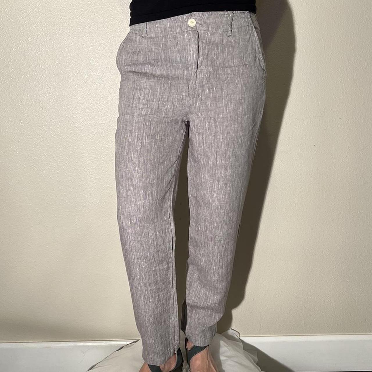 Muji Light Grey Linen Pants: 100% Linen, Straight... - Depop