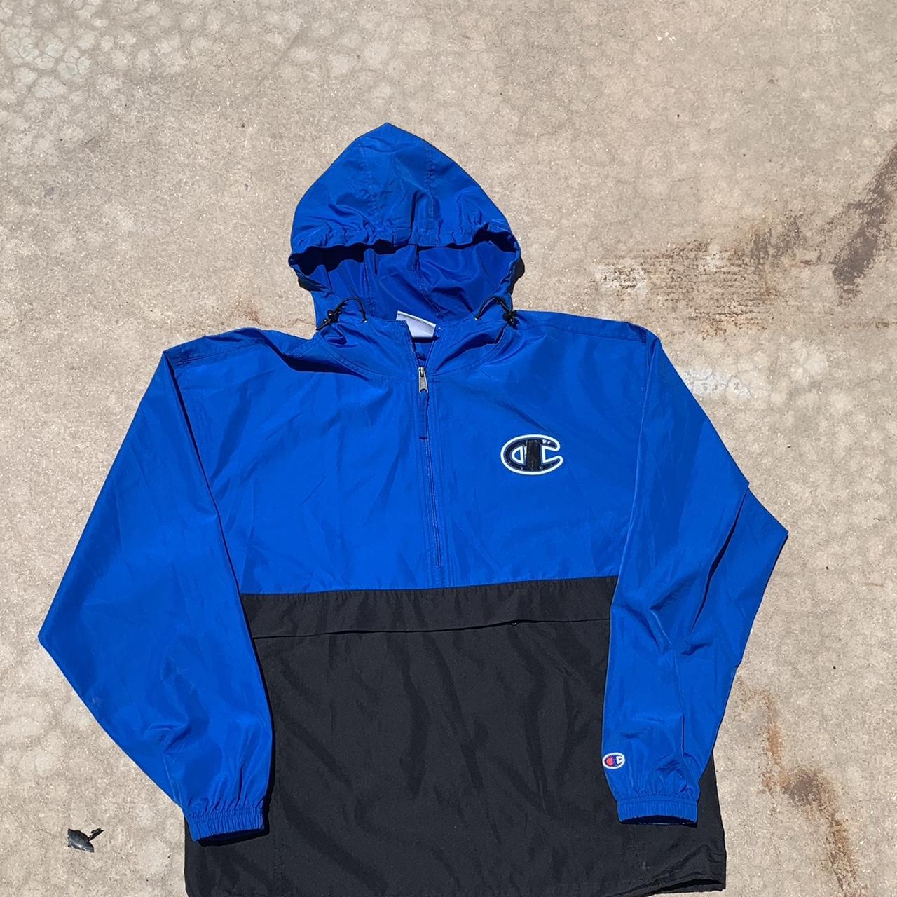 Champion Men's Black and Blue Jacket | Depop