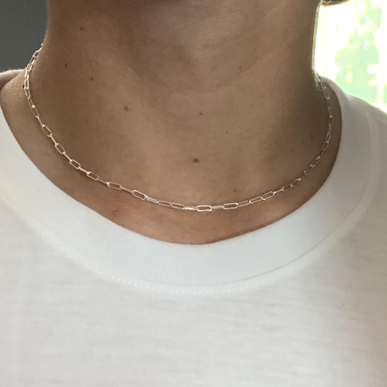 “Paperclip” silver unisex chain necklace 16”... - Depop