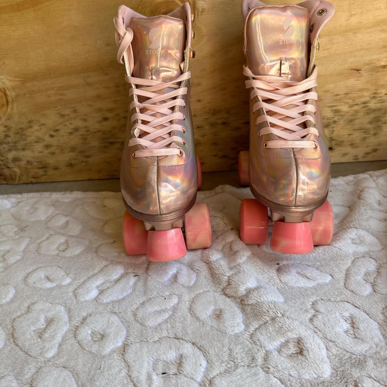 STORY Glacier shiny Gold #Rose gold roller skates... | Depop