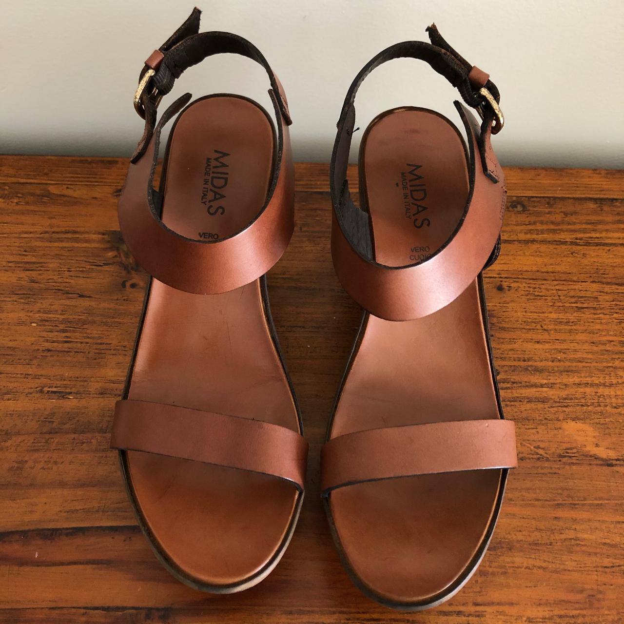 Midas Leather Wedge Sandals - Size 38 (roughly 7... - Depop