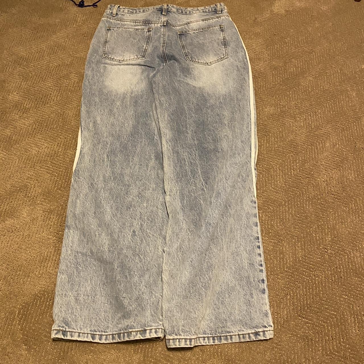baggy y2k racing stripe arc jeans, never worn. Got... - Depop