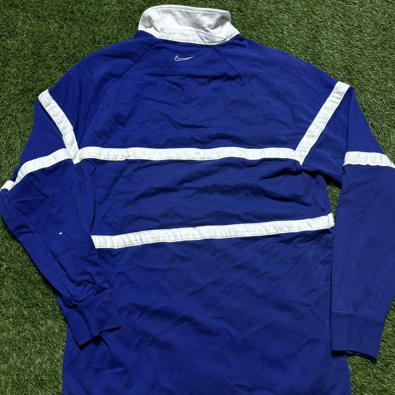 Blue Nike rugby swoosh long sleeve shirt - L -... - Depop