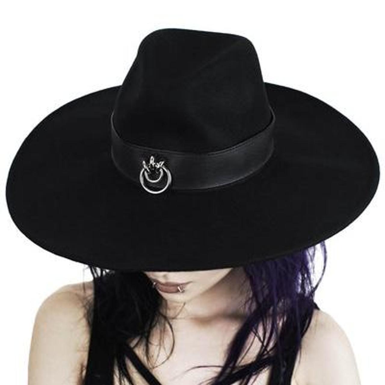 Killstar Women's Black and Silver Hat | Depop