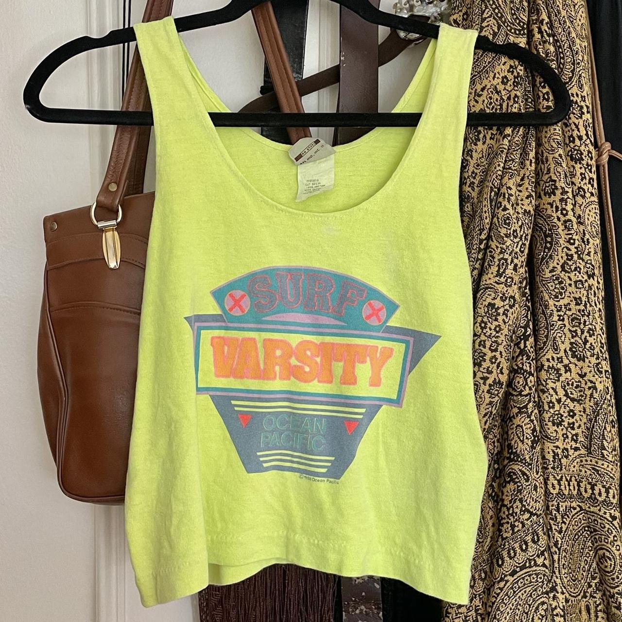 Ocean Pacific Women's Pink and Green Crop-top | Depop