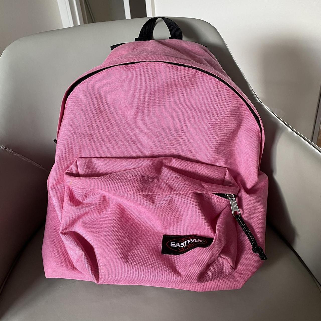 adorable light pink and black eastpak backpack in... - Depop