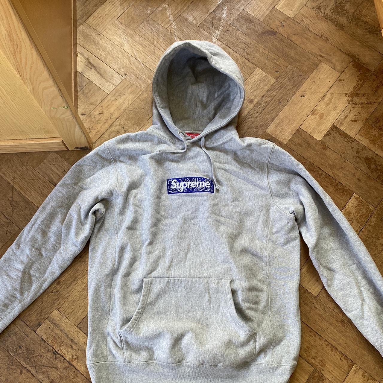 Supreme hoodie box logo blue bandana - Depop