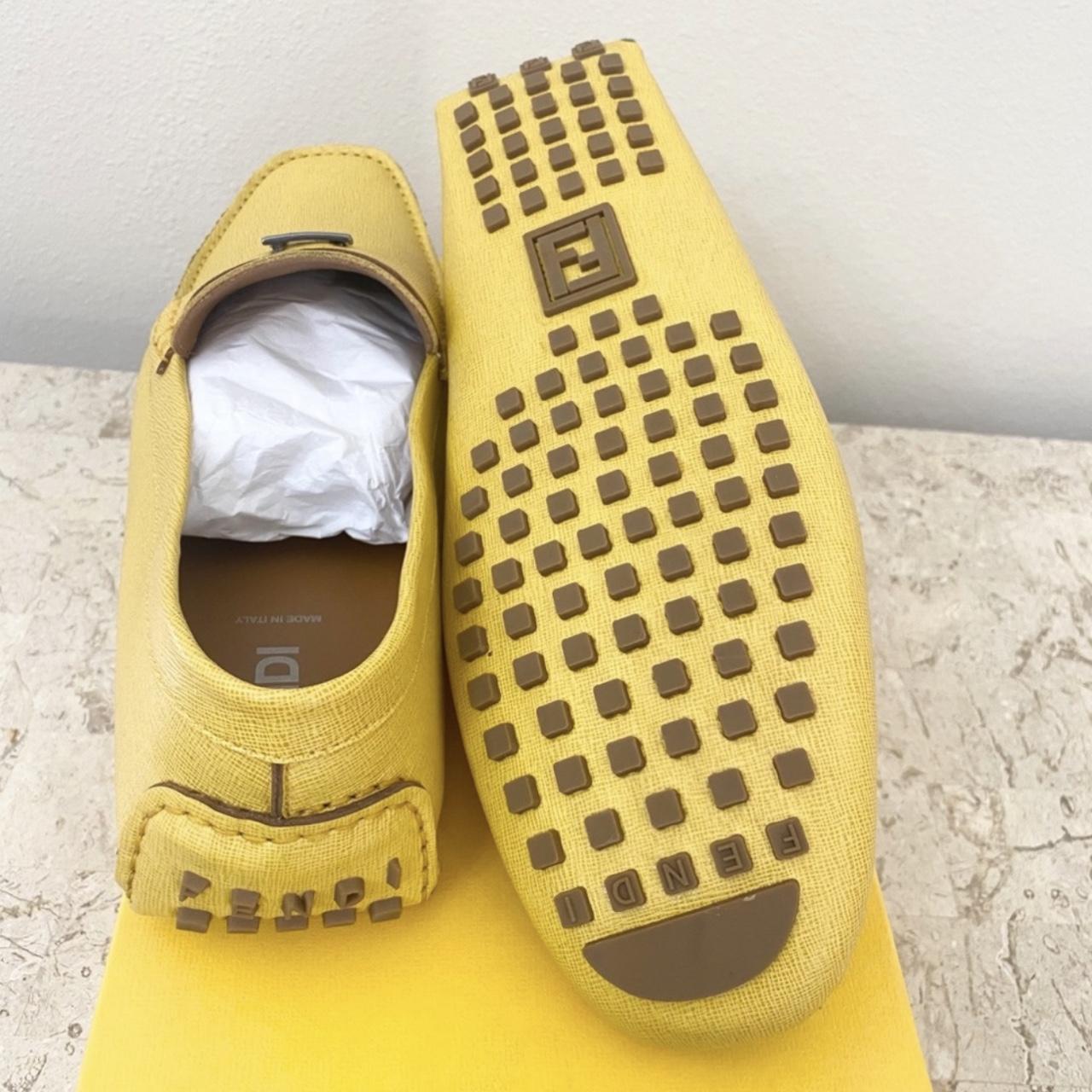 Authentic Fendi Yellow Men logo loafer Worn once... - Depop