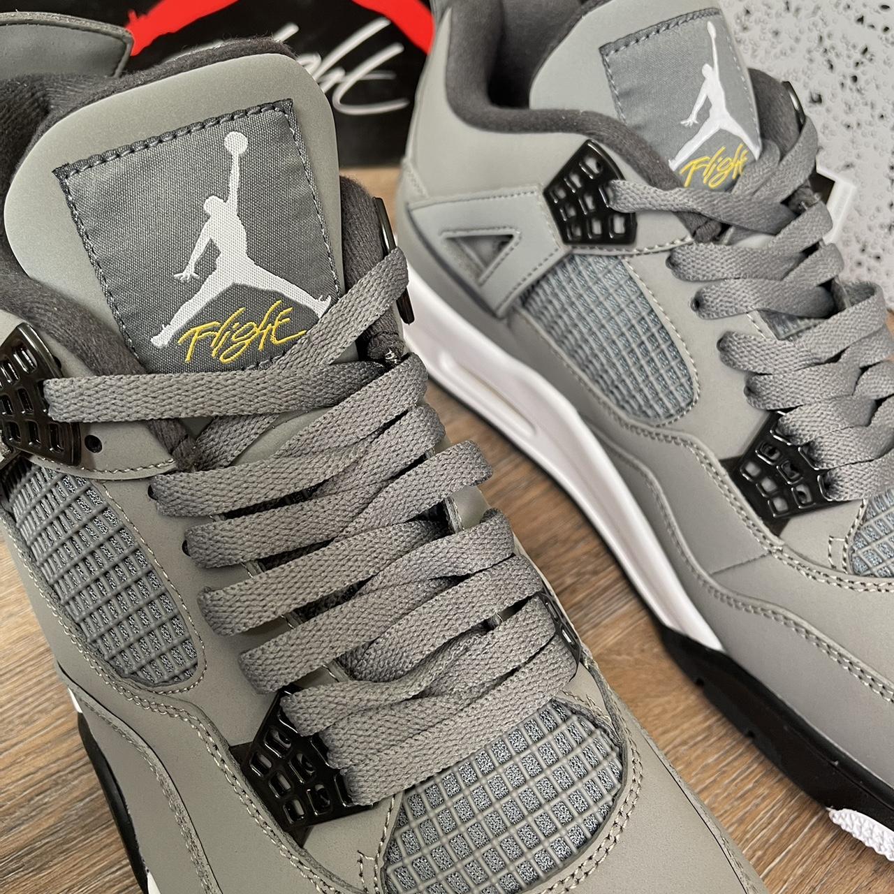 Grey air Jordan 4 retro Never worn Comes with box... - Depop
