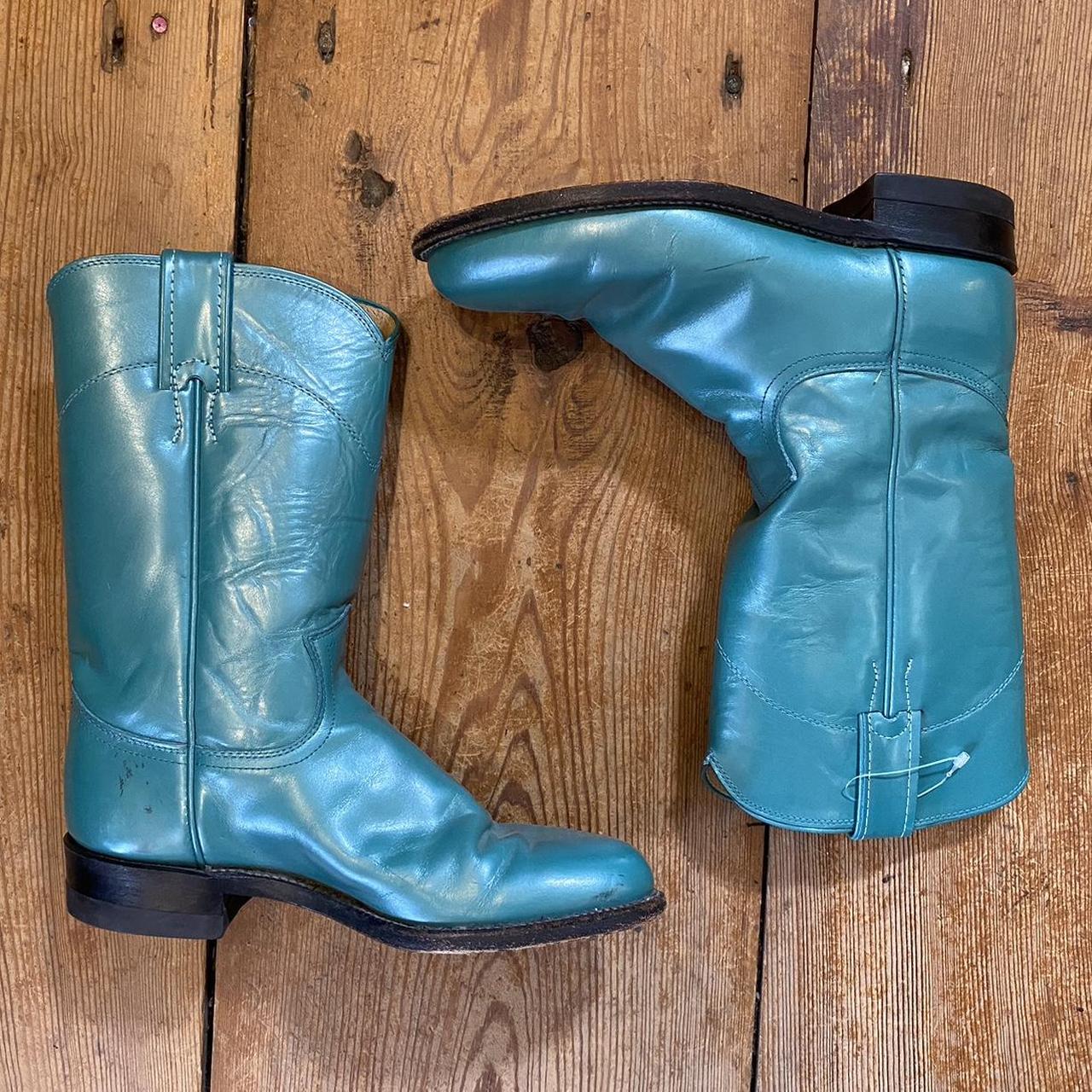 Incredible teal cowboy boots! These have a beautiful... - Depop