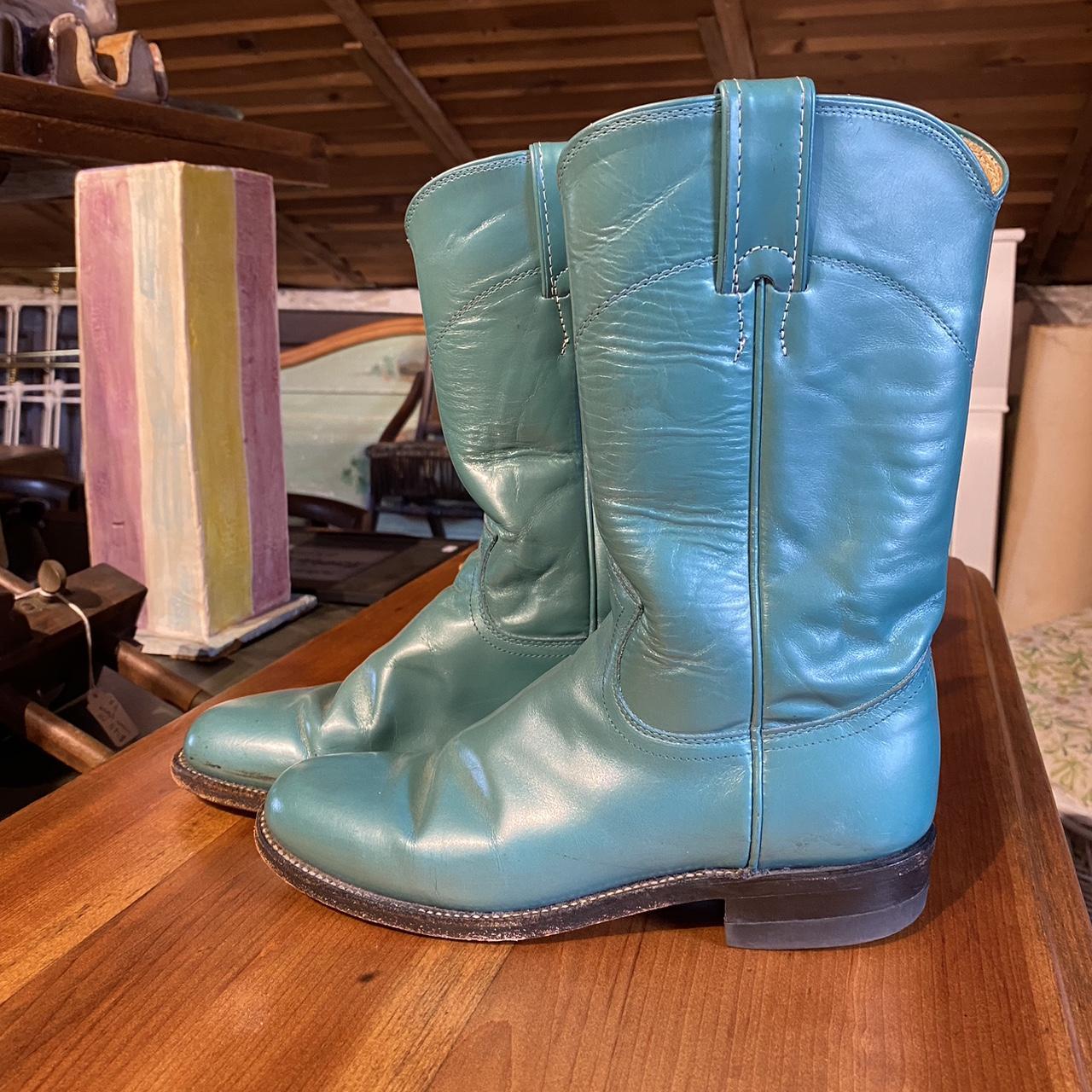 Incredible teal cowboy boots! These have a beautiful... - Depop