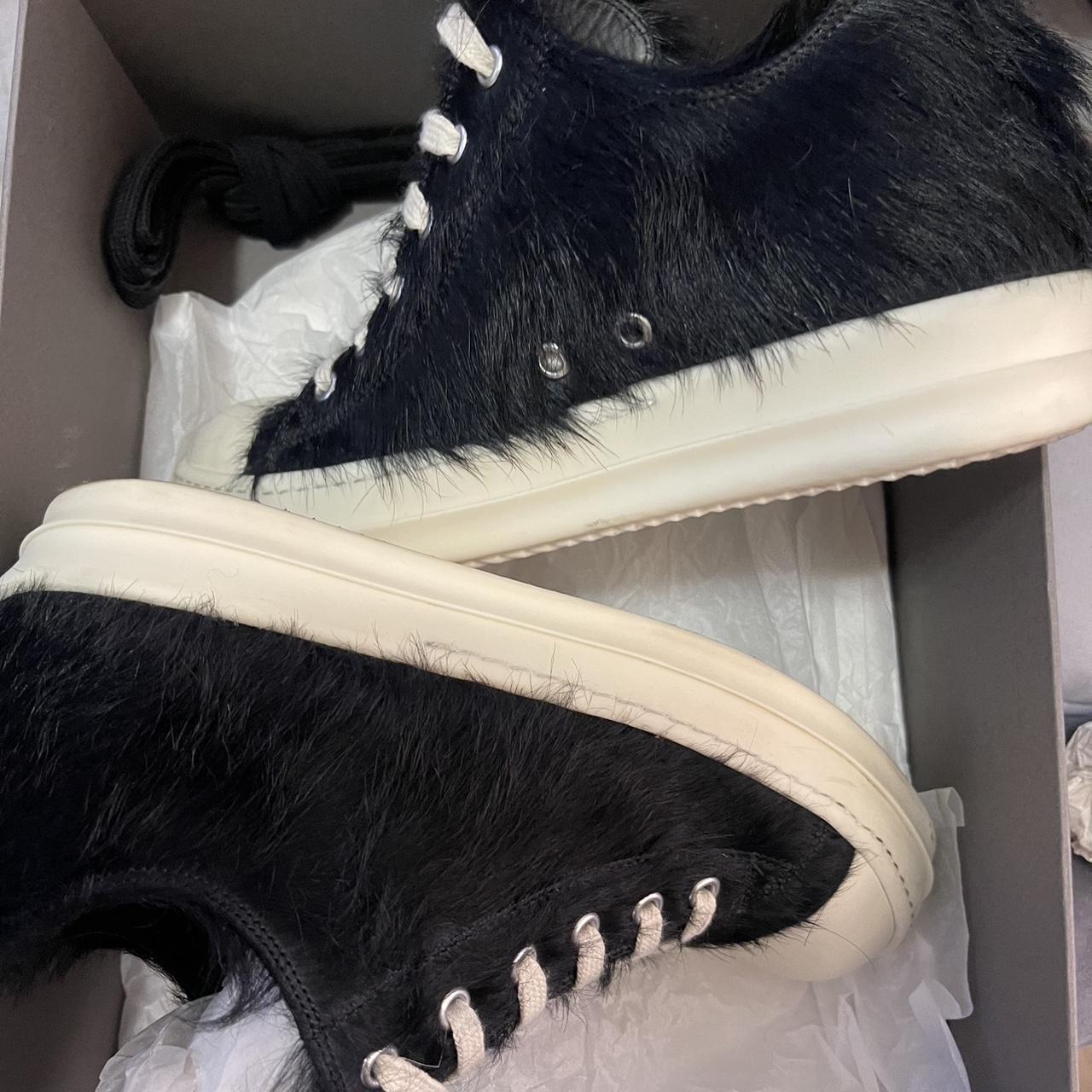 Rick Owens Ramones black and white canvas and fur... | Depop