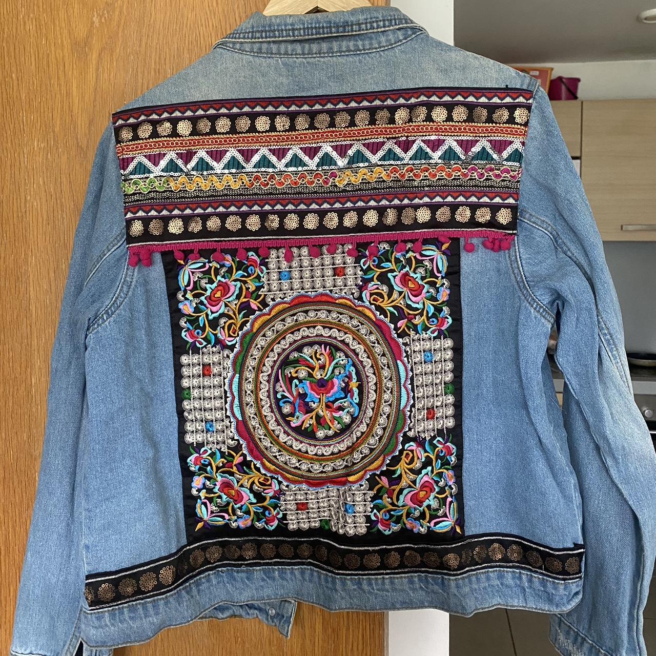 Embroidered boho style Denim Jacket hand made. Never... - Depop