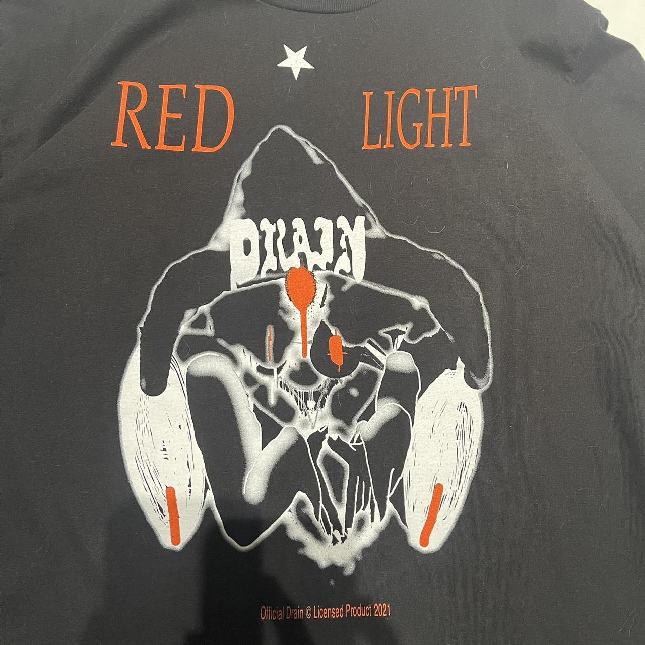 2021 BLADEE RED LIGHT T SHIRT small distressing on... | Depop