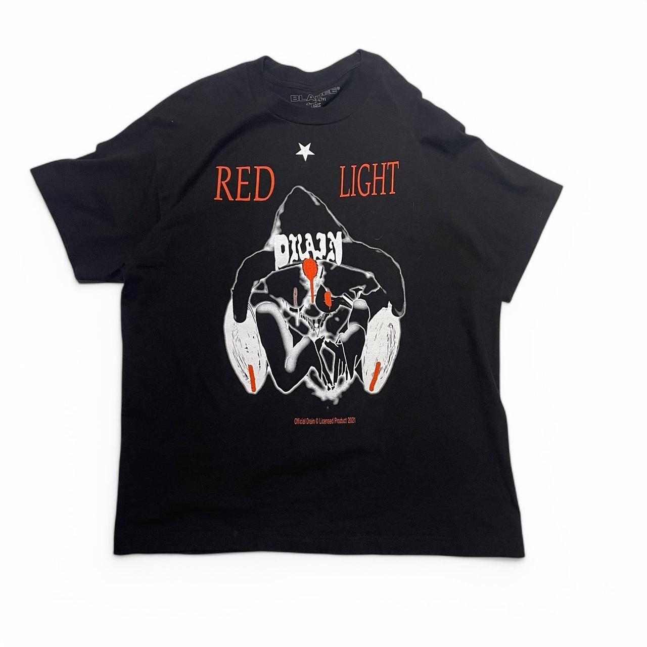 2021 BLADEE RED LIGHT T SHIRT small distressing on... | Depop