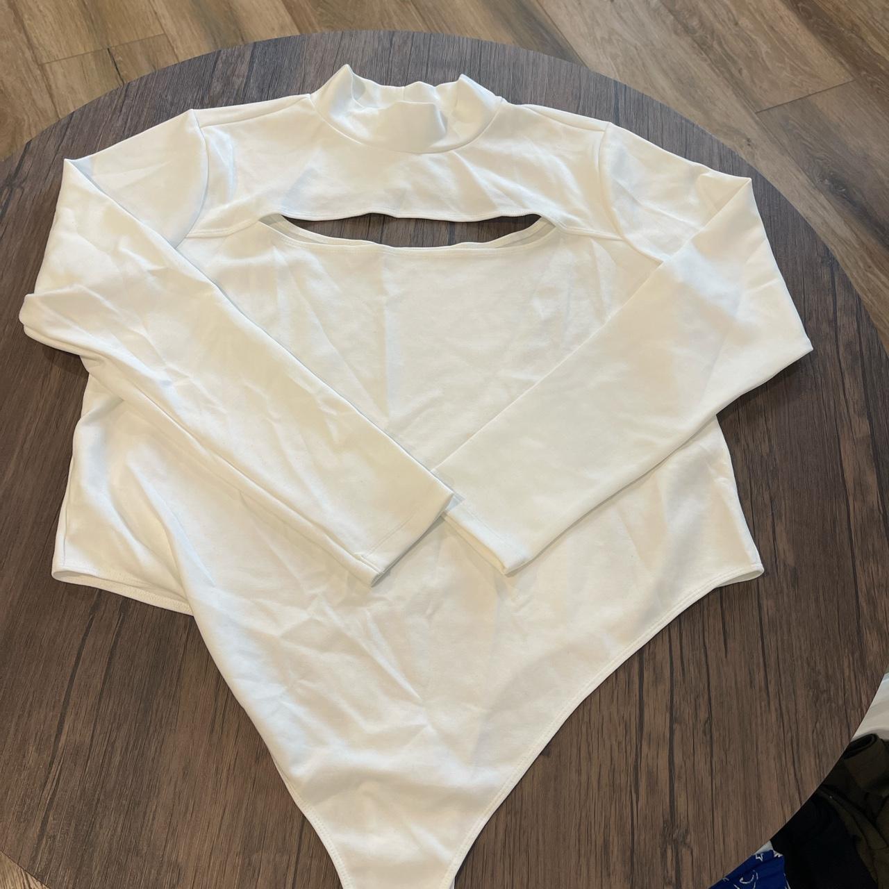 ASOS white body suit size 20 cut out neckline - Depop