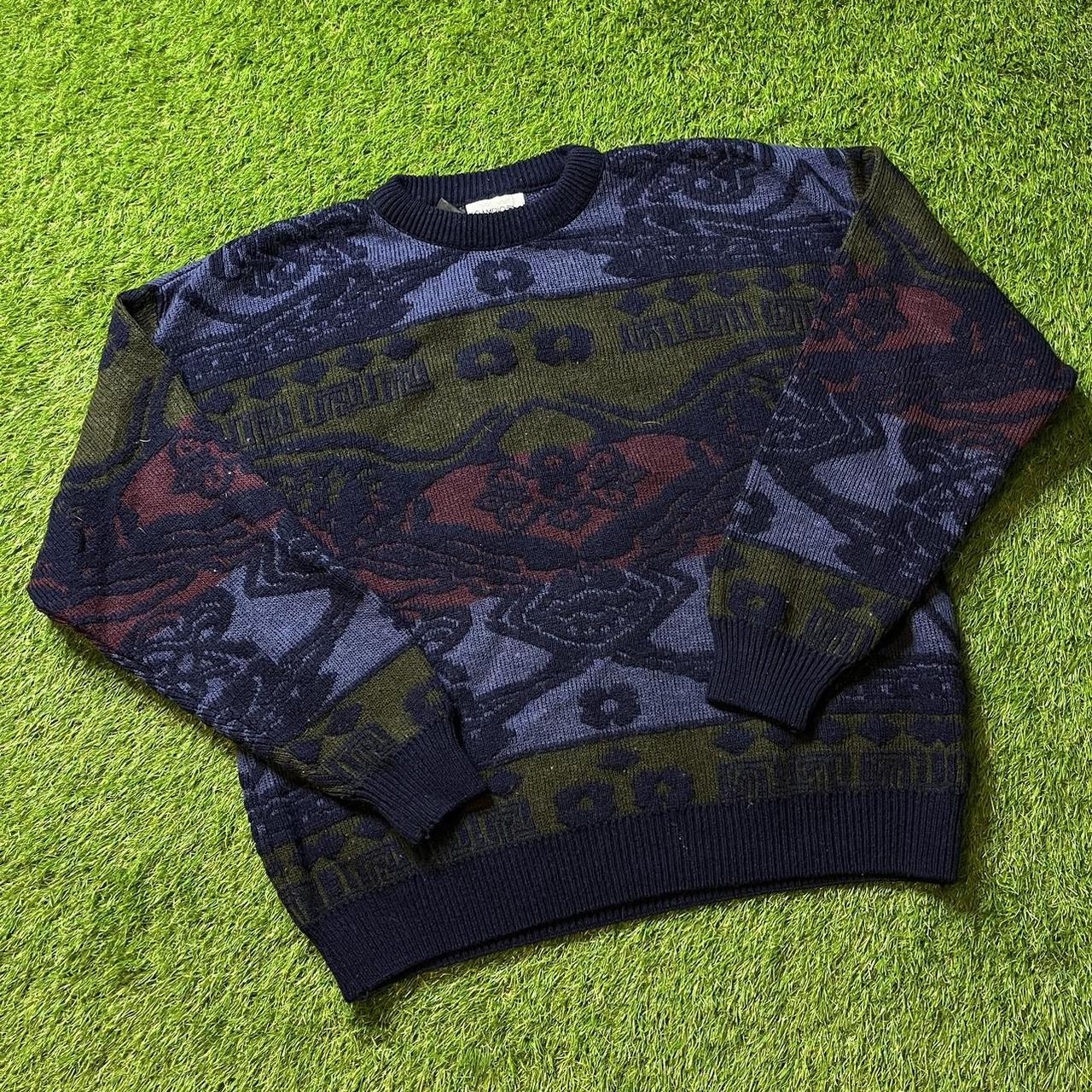 90s Vintage Italian Knit Sweater Size XL measures... - Depop