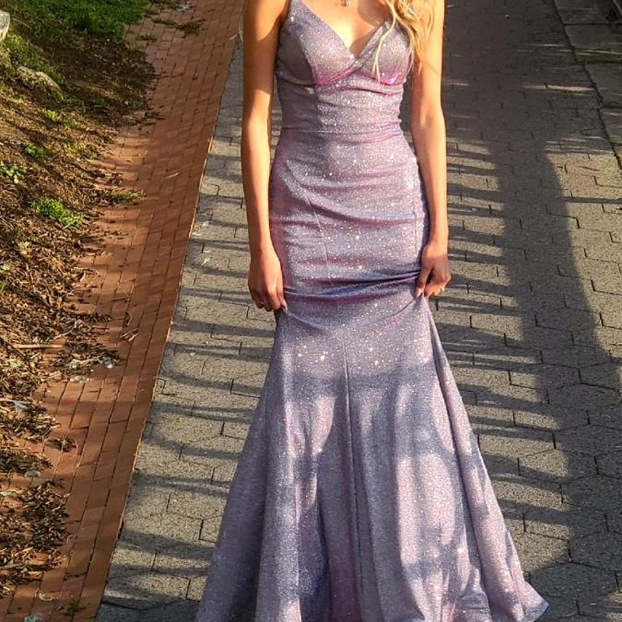 size small iridescent prom dress, worn once - Depop