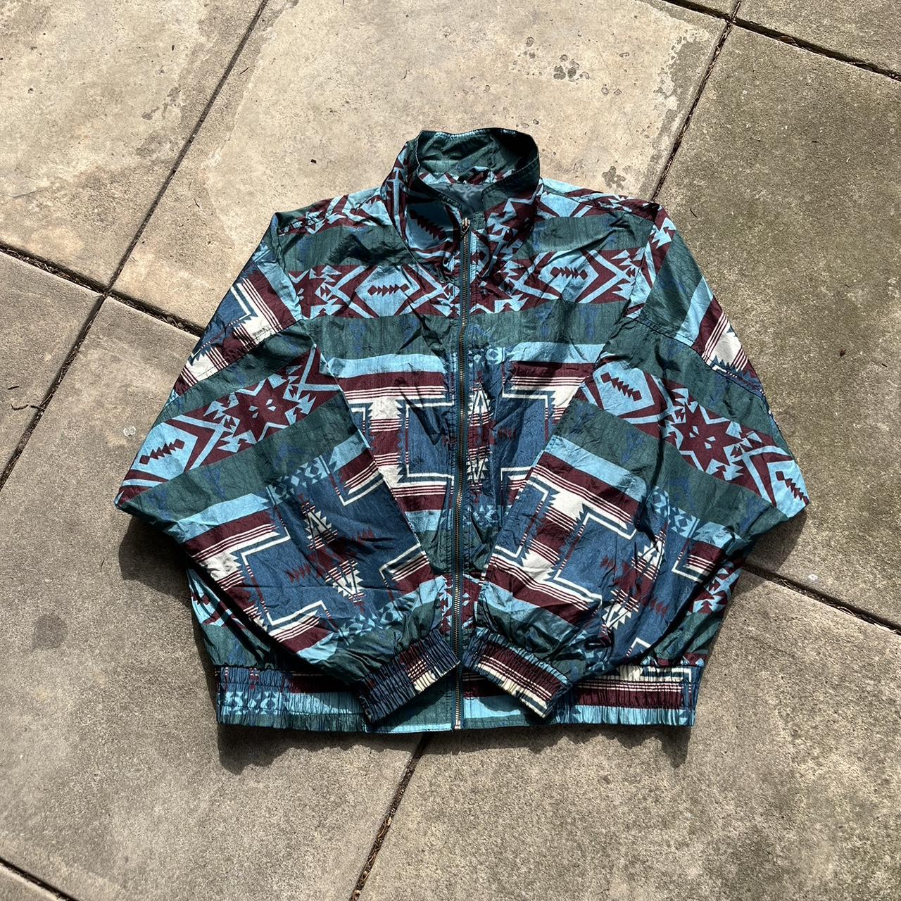 vintage kaotic aztec pattern jacket not tagged,... - Depop
