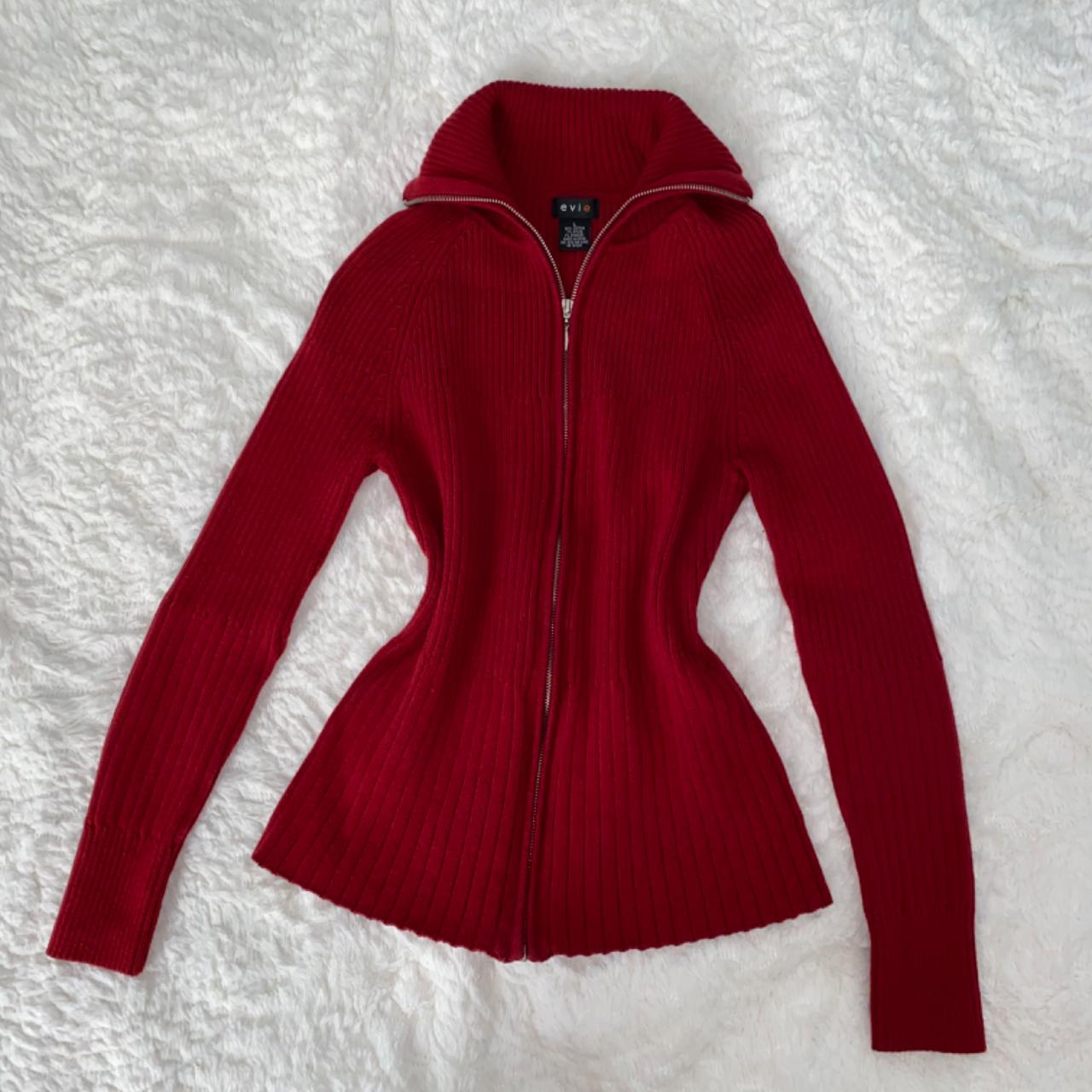Red Zip Up Sweater ️ Size: Women’s Large Condition:... - Depop