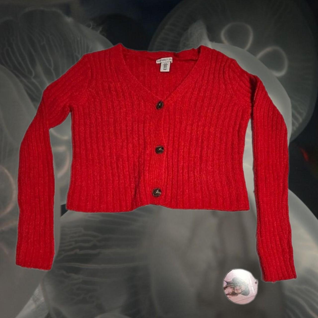 cropped fuzzy cardigan button up // From the brand... - Depop