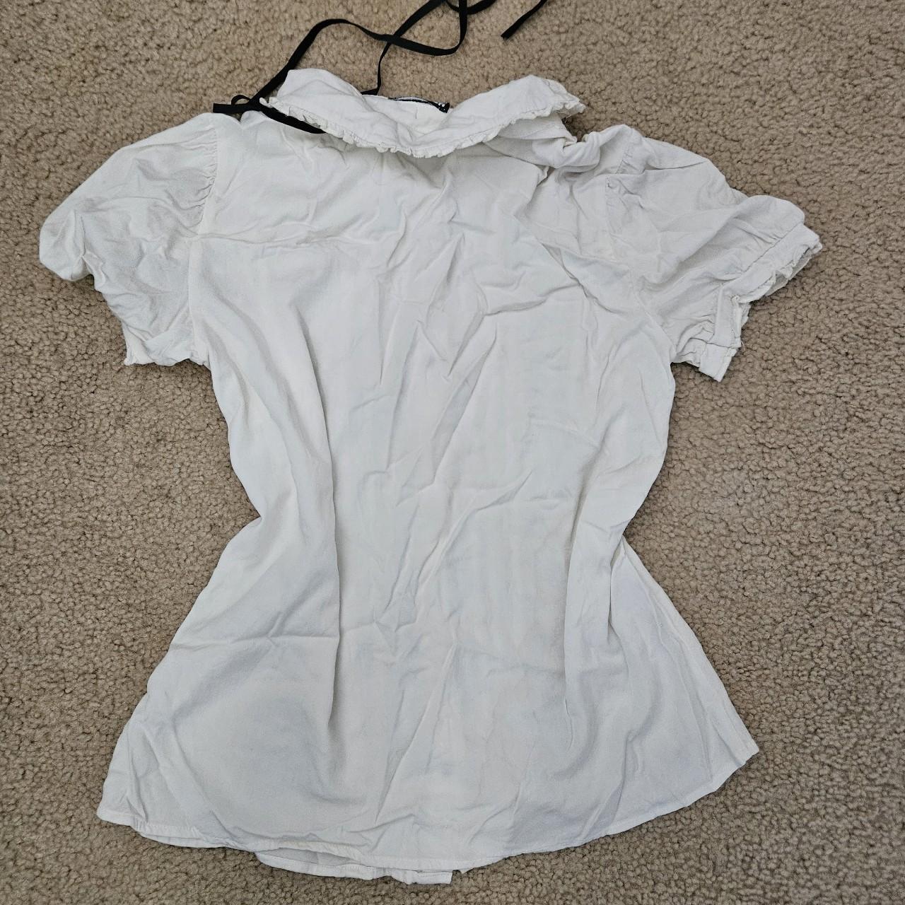 goth lolita blouse ribbon button up top jirai kei... - Depop