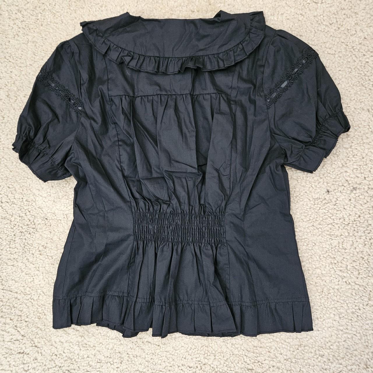 gothic lolita blouse button up top visual kei black... - Depop