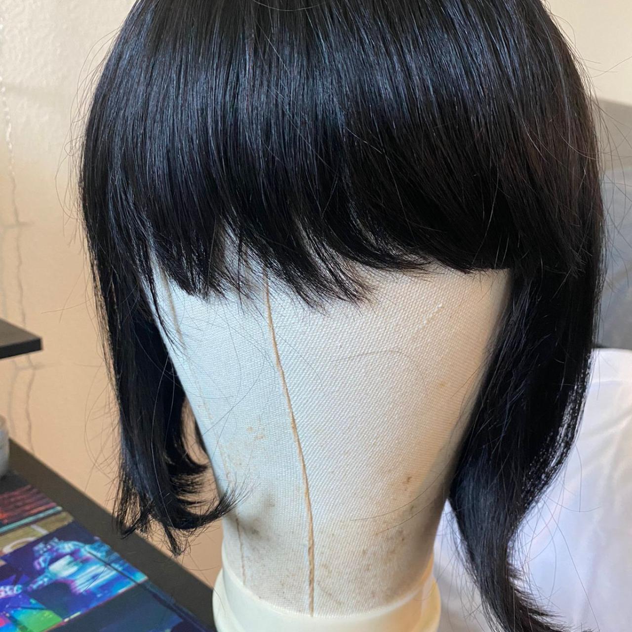 12 Inch Human Hair bob with bangs No lace, glue-less... - Depop