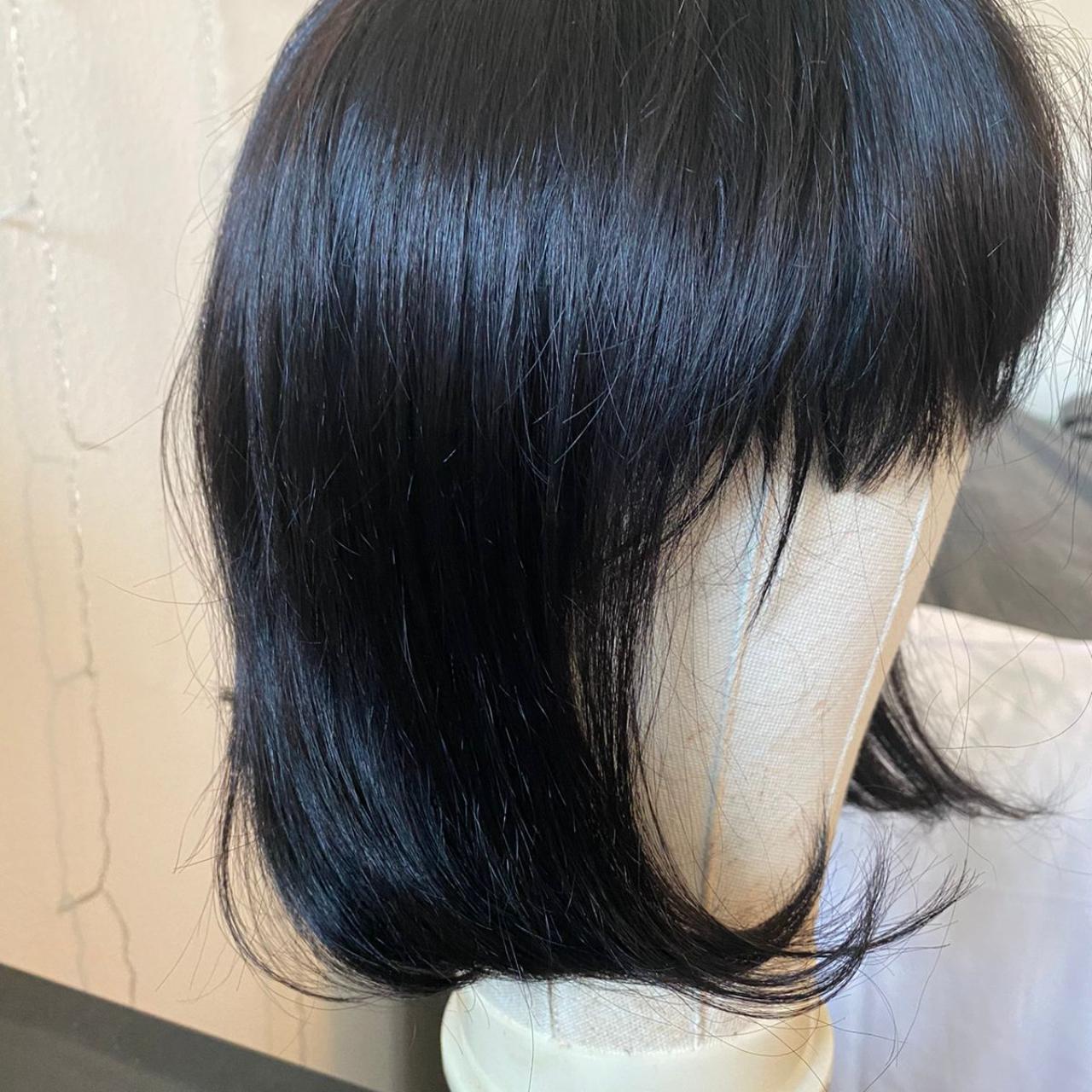12 Inch Human Hair bob with bangs No lace, glue-less... - Depop
