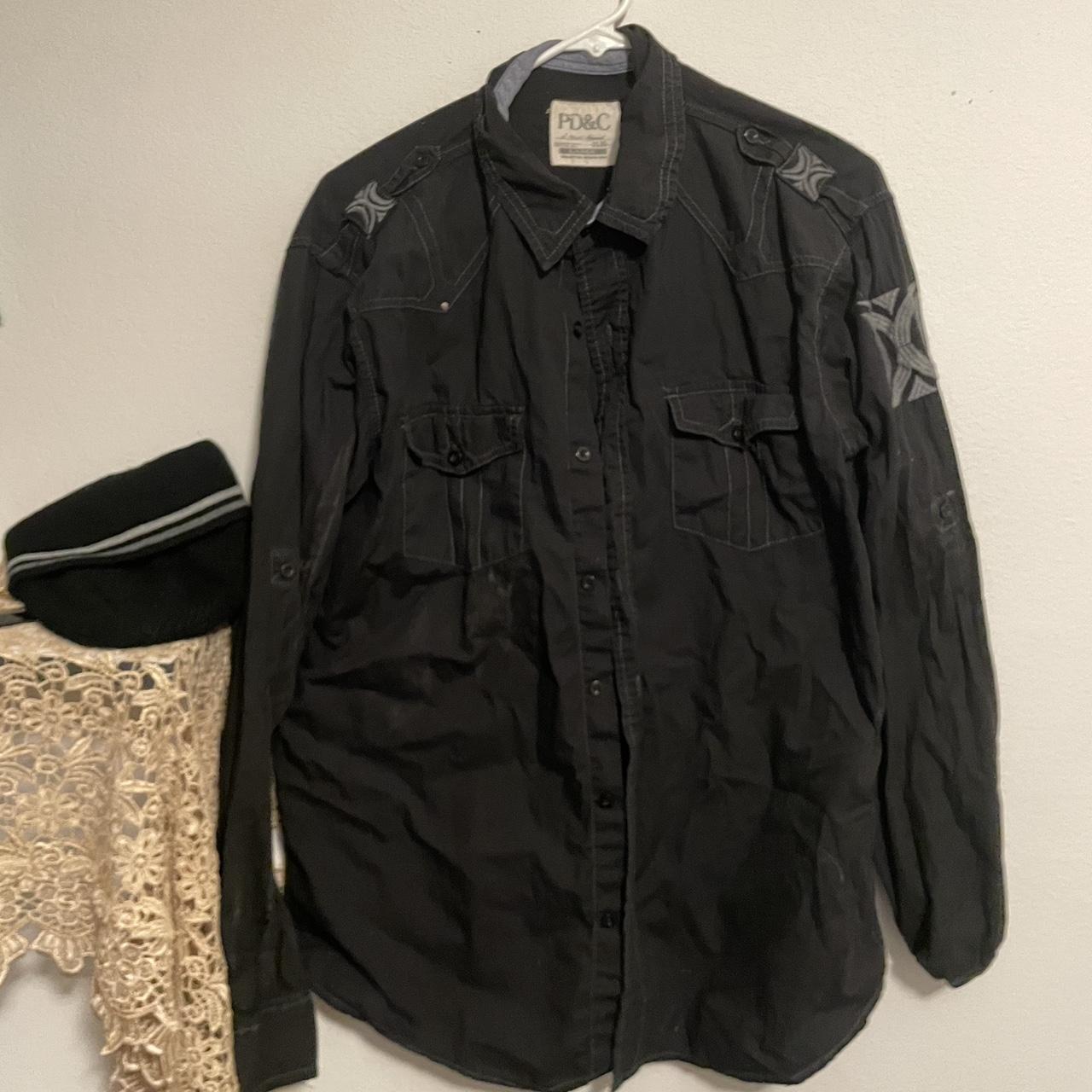 PD&C Men's Black and Grey Shirt | Depop