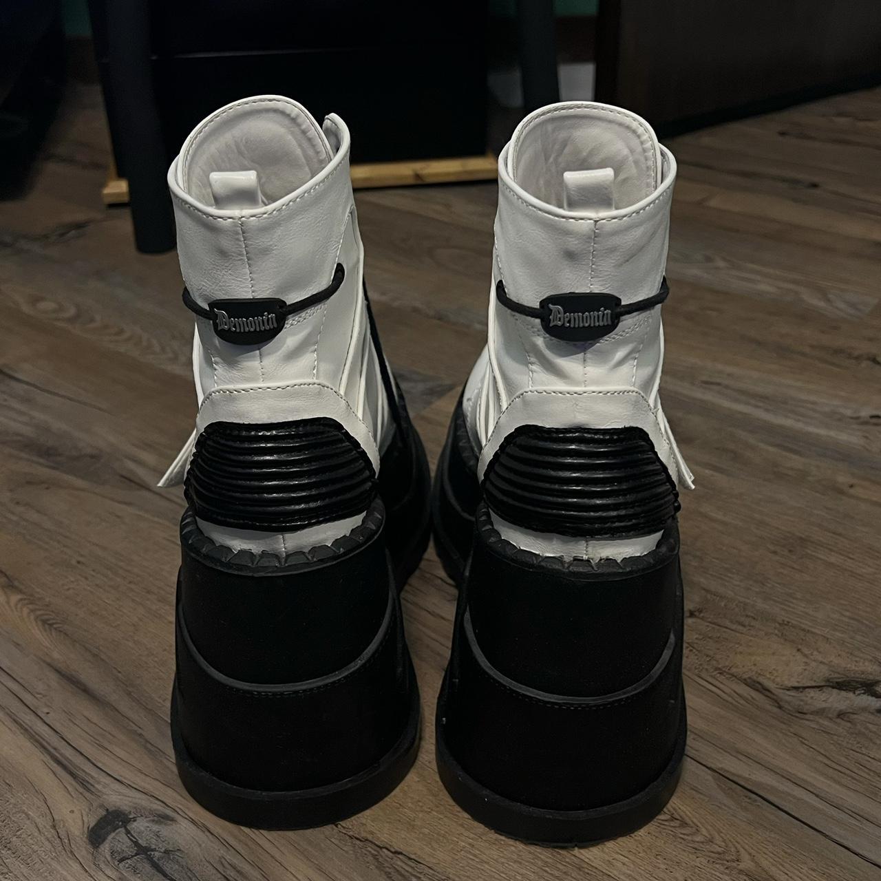 Stomp 13 - White Vegan Leather Demonia Ankle... - Depop