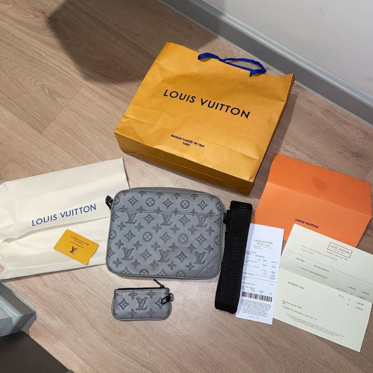 LV Duo Pouch - Grey Embossed 🐺 Beautiful Detailing &... - Depop